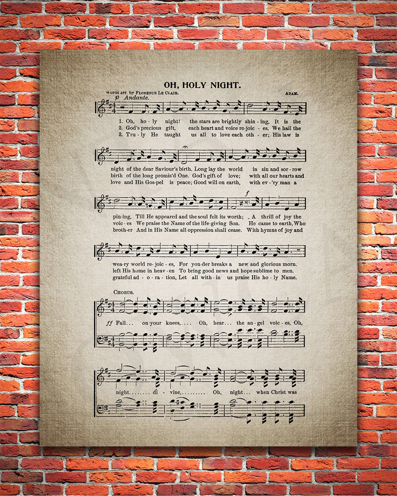 Oh, Holy Night Christmas Song Print - Christmas Sheet - Sheet Music ...