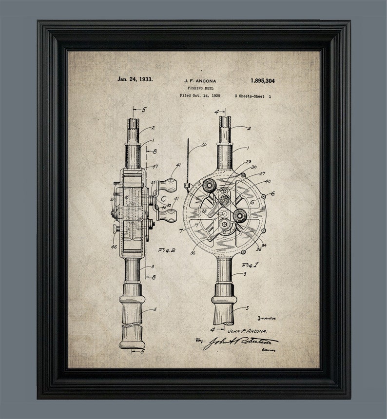 Vintage Fishing Rod & Reel Gear Tackle - Patent Print- Instant Download ...