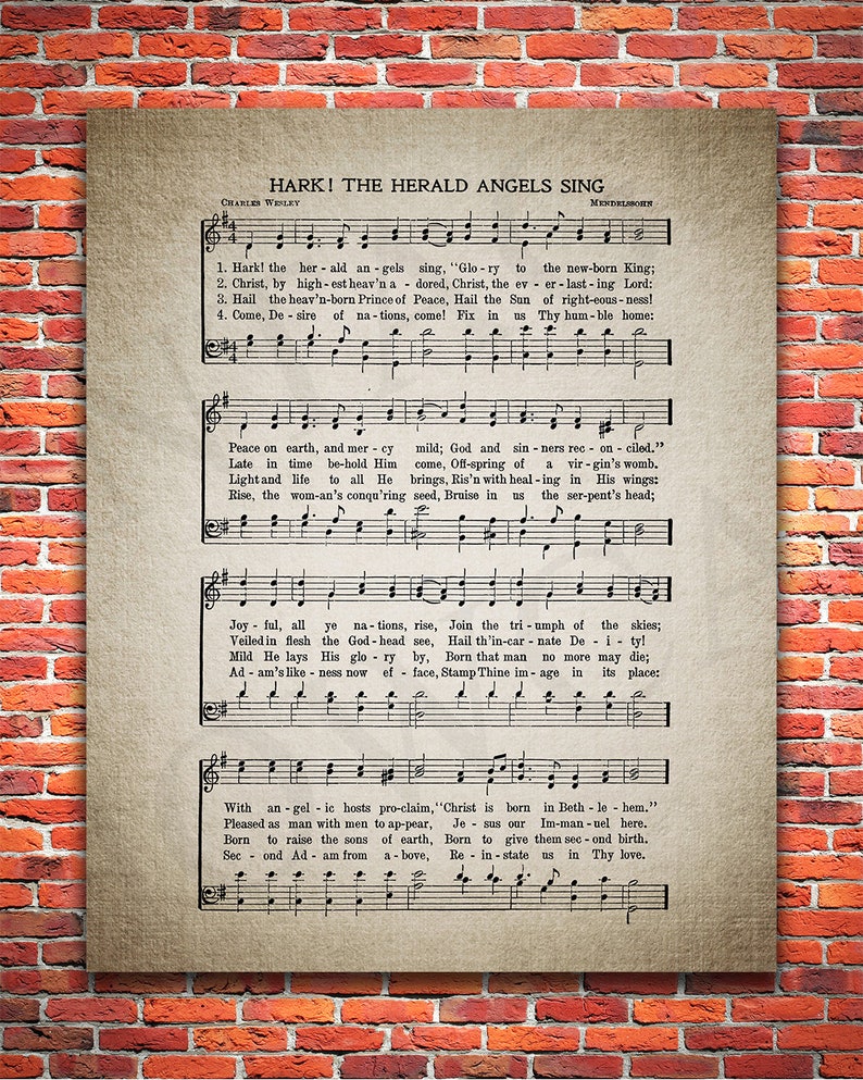 Hark the Herald Angels Sing Christmas Song Print Christmas - Etsy