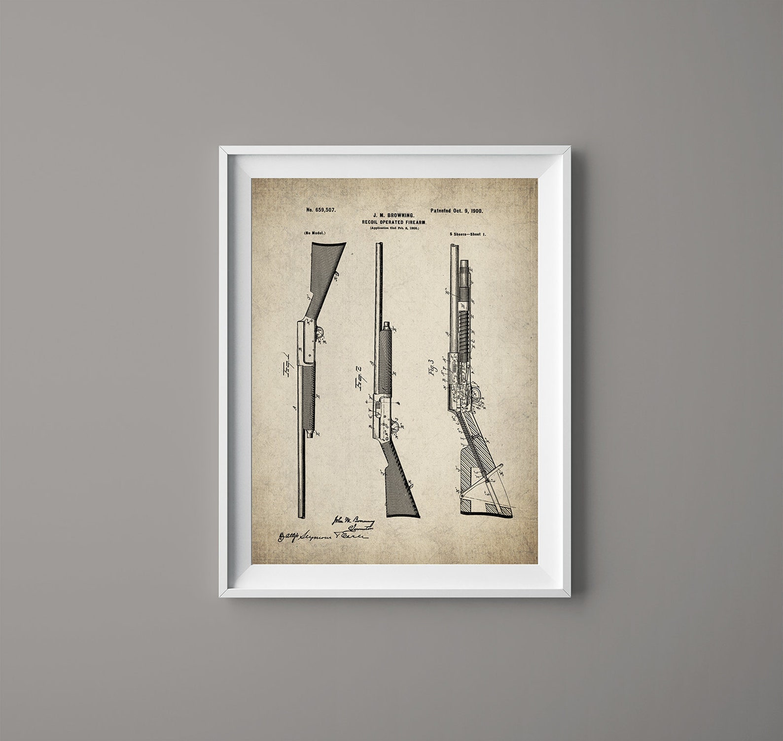 Shotgun Patent Print Poster - Gift for Hunter - Shot Gun Patent ...