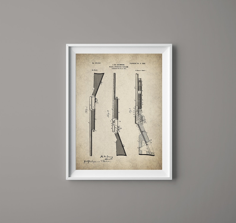 Shotgun Patent Print Poster Gift for Hunter Shot Gun - Etsy