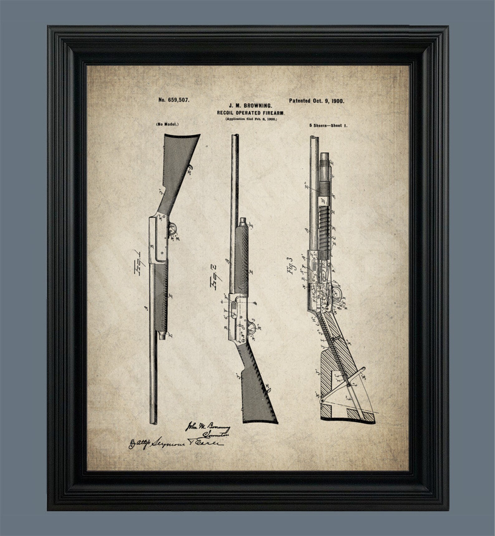 Shotgun Patent Print Poster - Gift for Hunter - Shot Gun Patent ...