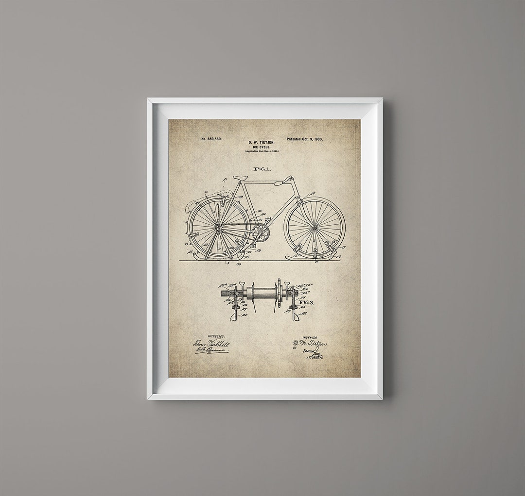 Vintage Bicycle Patent Print - Bicycle Patent - Bicycle Art - Bicycle ...