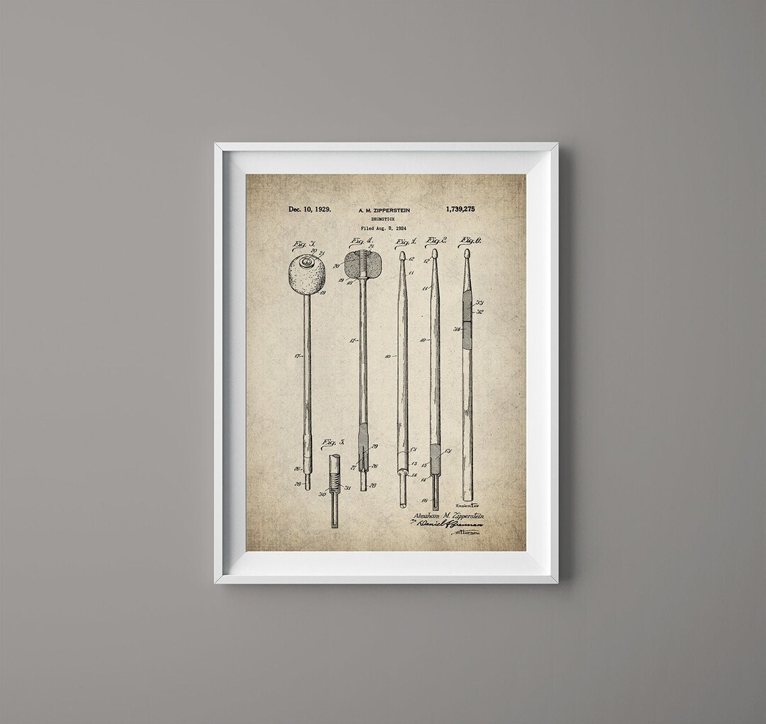 Vintage Drum Sticks Patent Print, Drum Sticks Poster - Drummer Gift ...