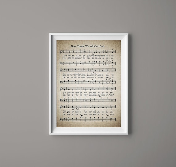 Now Thank We All Our God Hymn Print Sheet Music Art Hymn | Etsy
