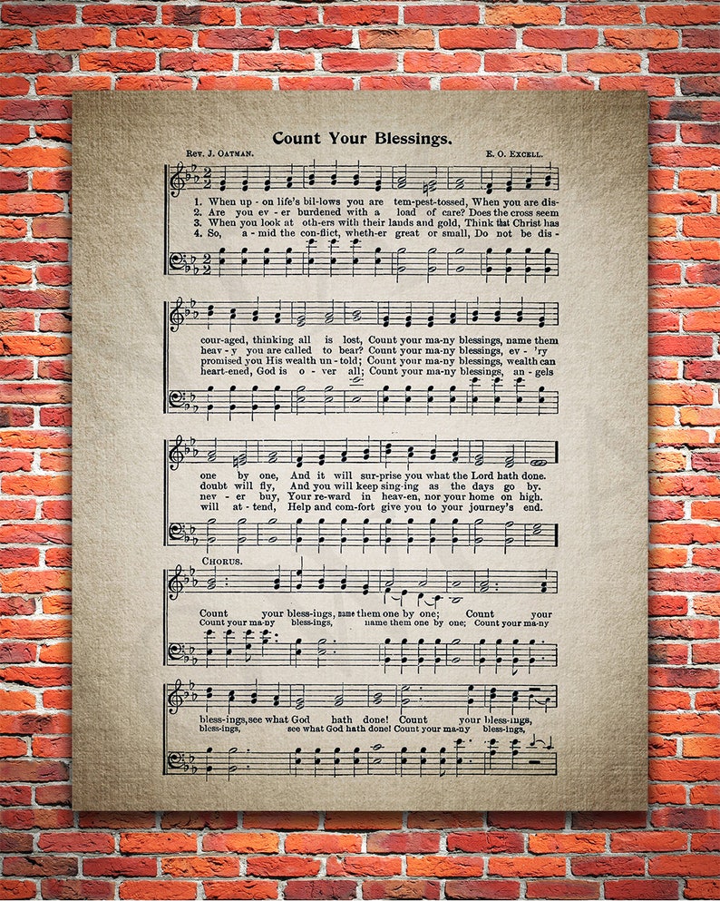 Count Your Blessings Hymn Print - Sheet Music Art - Hymn Art - Hymnal ...