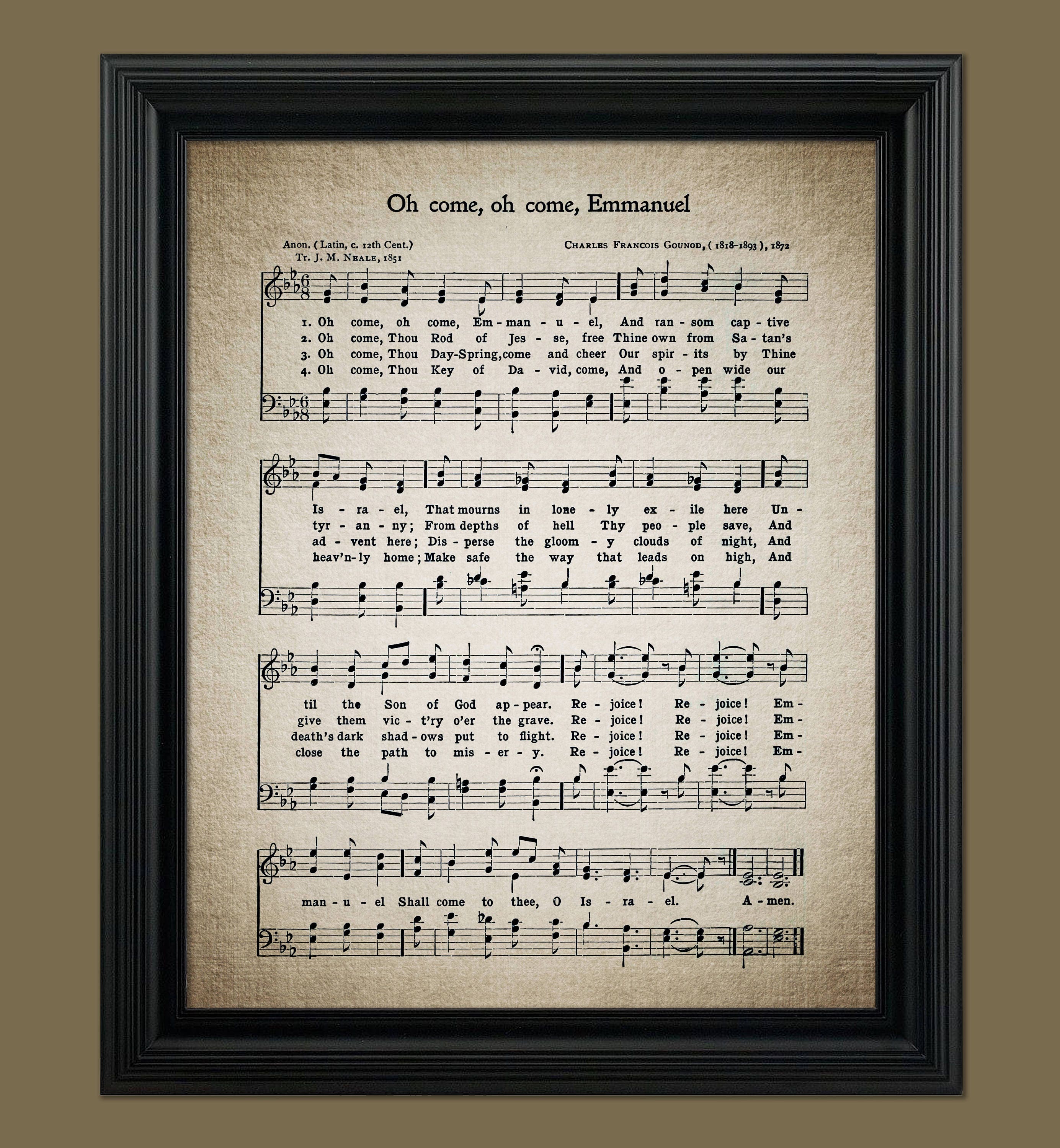 Oh Come Oh Come Emmanuel Christmas Song Print (Instant Download) - Etsy