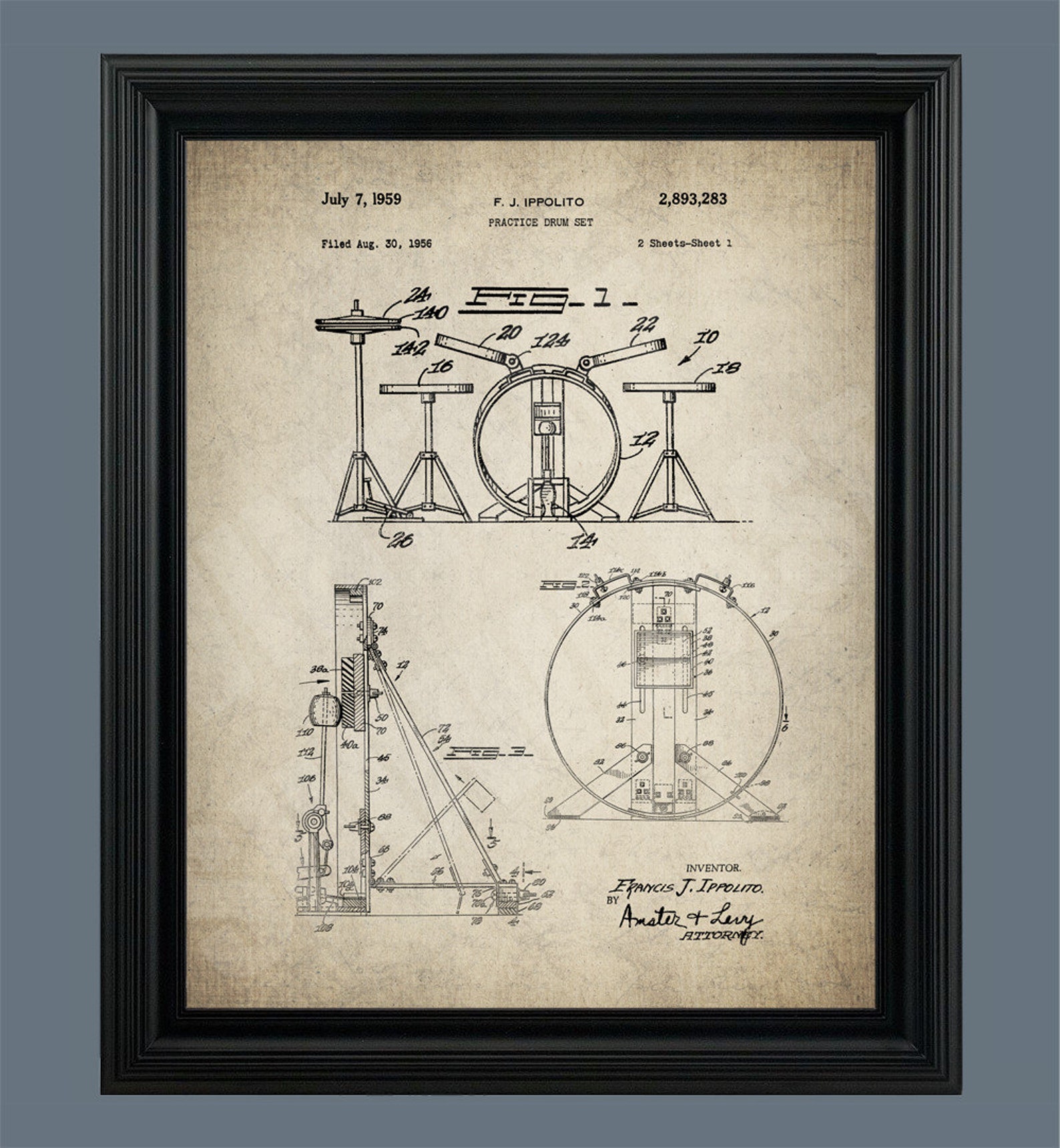 Vintage Drum Set Patent Print Drum Set Art Drums Poster | Etsy