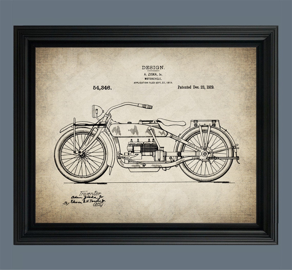 HARLEY-DAVIDSON Motorcycle Design 1919 Antique Patent Print | Etsy