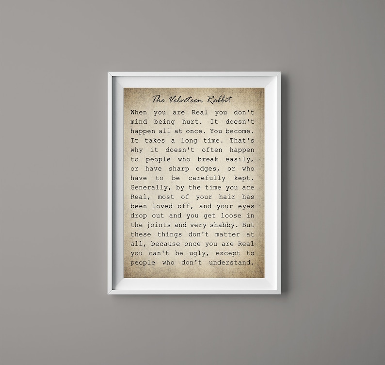 Velveteen Rabbit REAL Quote Print Velveteen Rabbit Print - Etsy