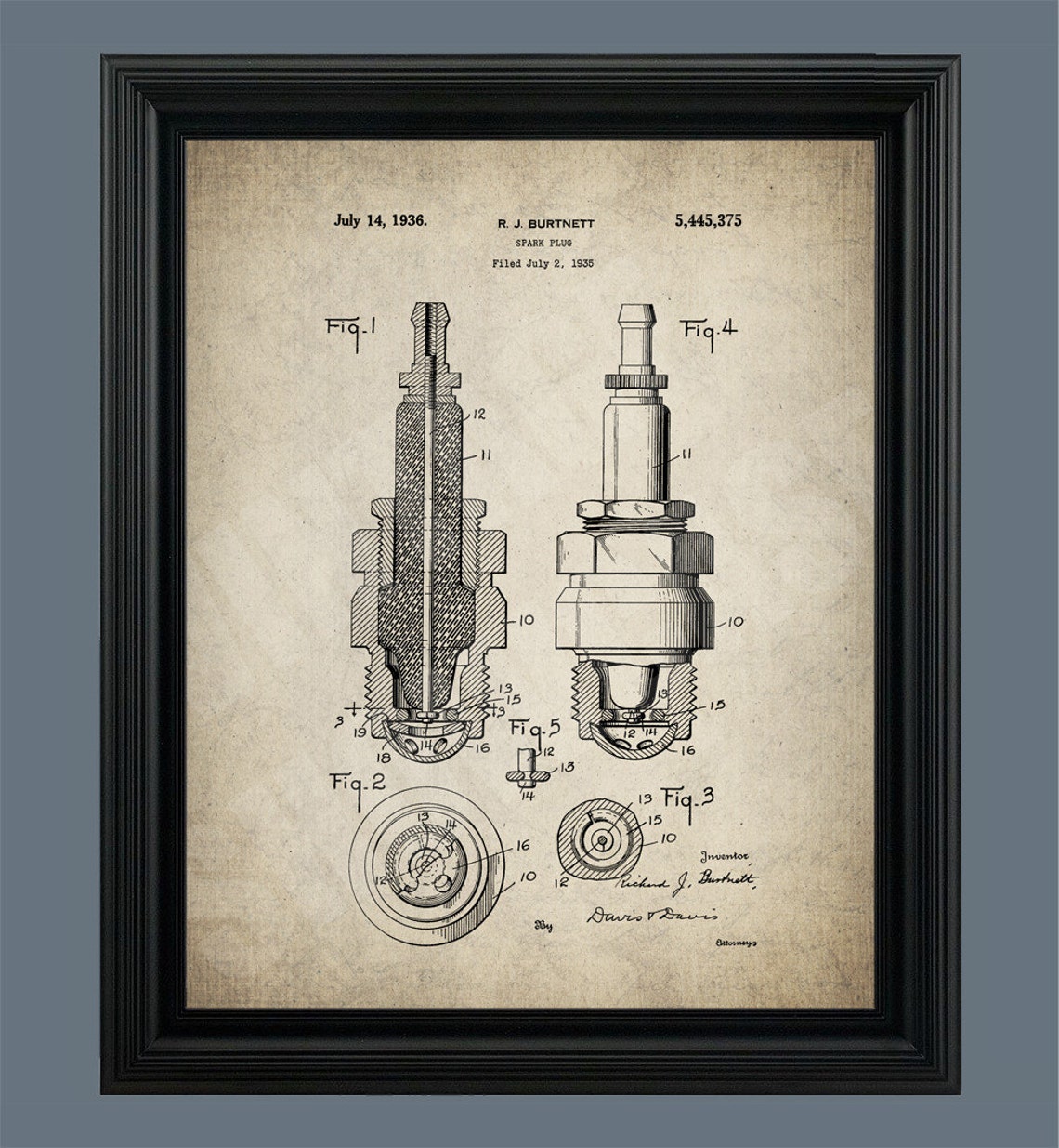 Spark Plug Patent Print Poster - Car Part Art - Shop Art - Engine Art ...