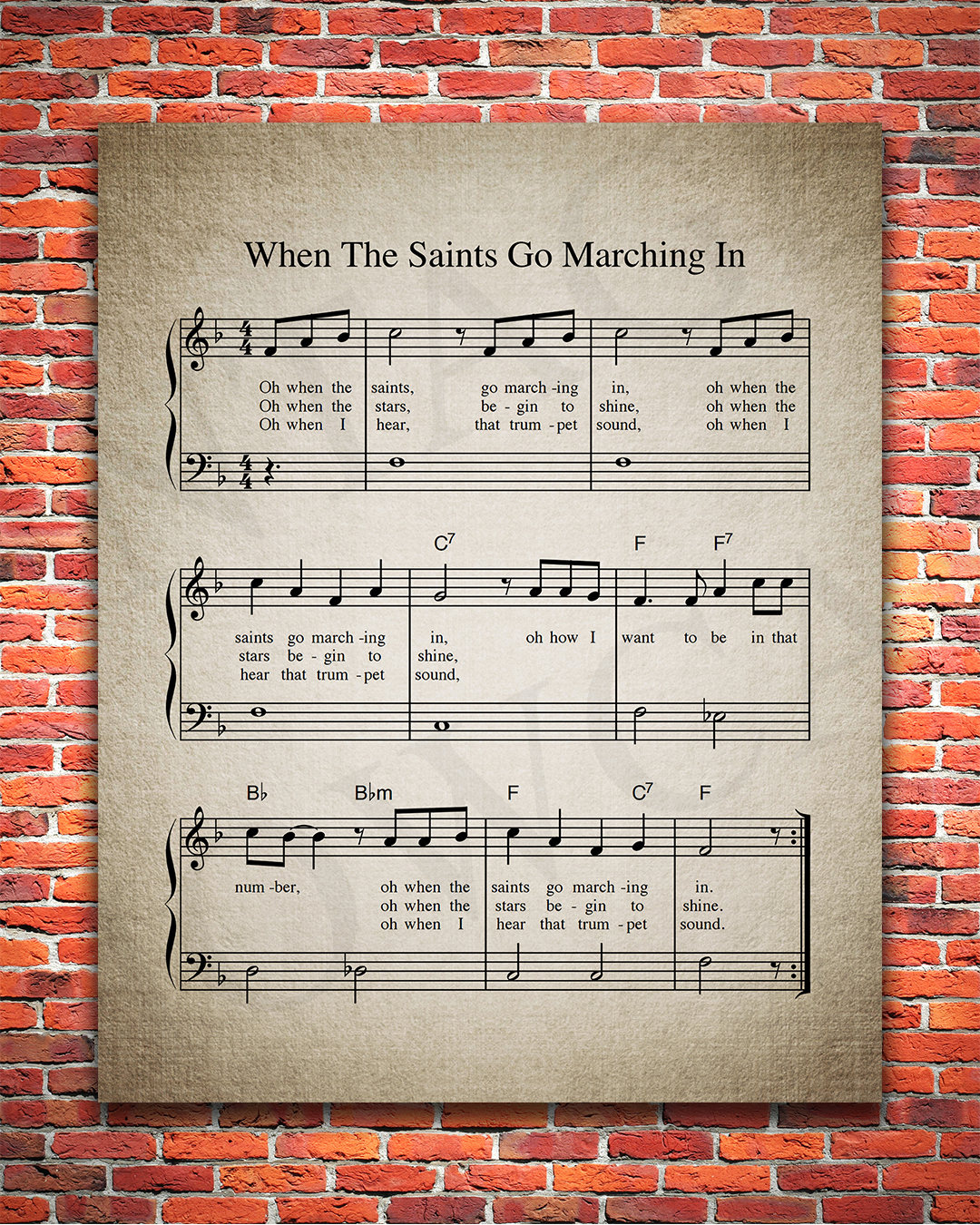 When the Saints Go Marching in Hymn Print - Hymnal Sheet Sheet Music ...