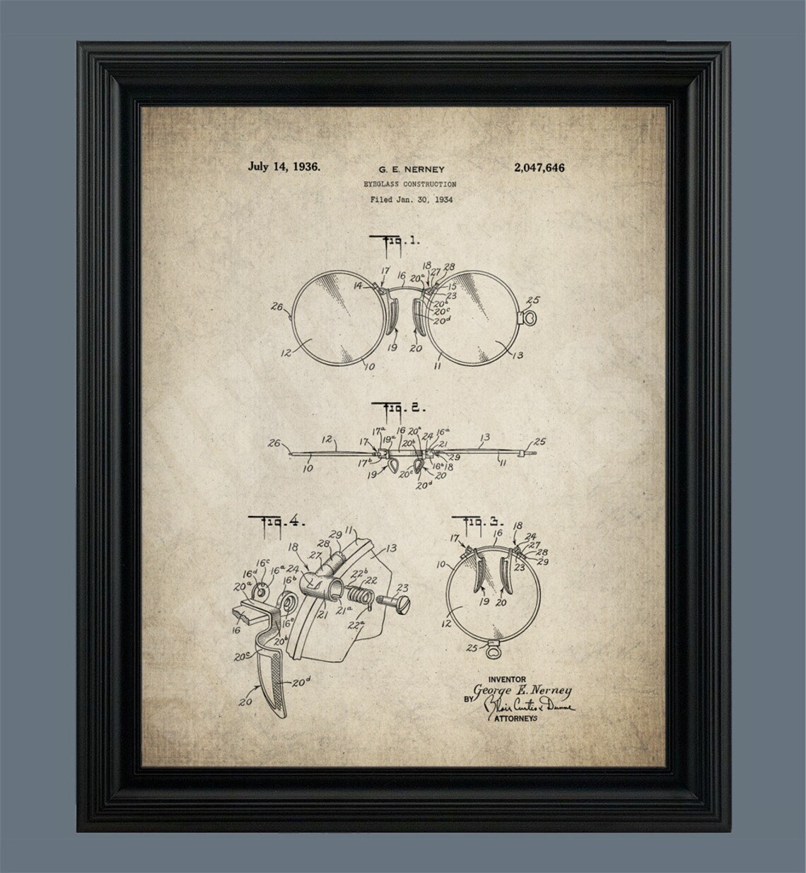 Vintage Eyeglasses Patent Print - Optometry Patent - Spectacles ...
