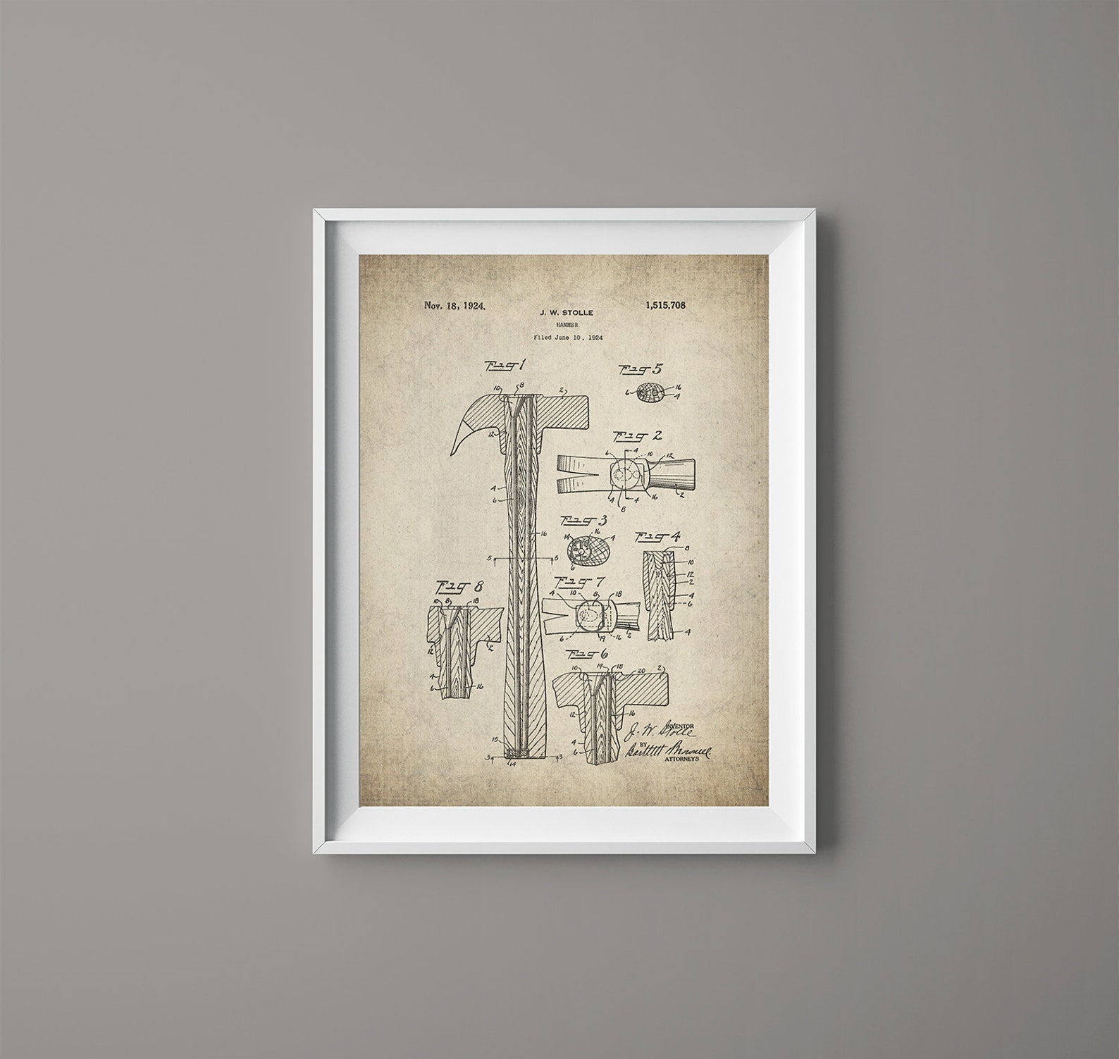 Hammer Patent Print - Claw Hammer Poster - Construction Art ...