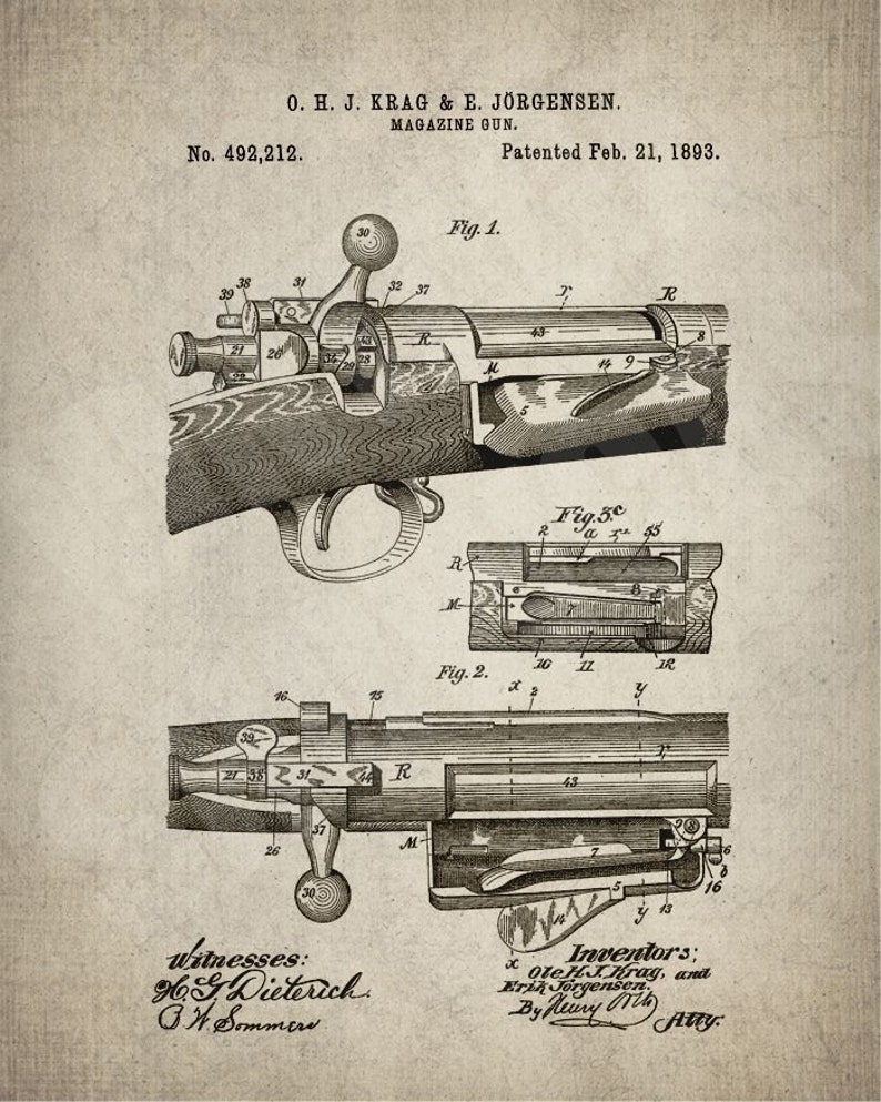 Antique Bolt Action Rifle Vintage Gun Antique Patent Print - Etsy