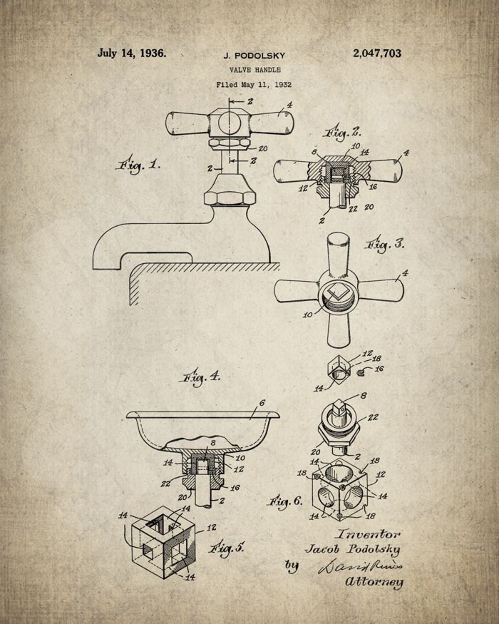 Bathroom Faucet Patent Print Victorian Faucet Vintage - Etsy