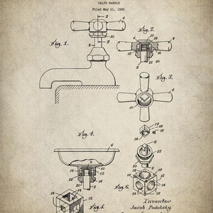 Bathroom Faucet Patent Print - Victorian Faucet - Vintage Bathroom ...