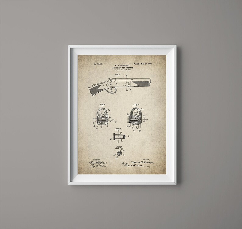 Shotgun Patent Print Poster Gift for Hunter Shot Gun Patent Hunting ...