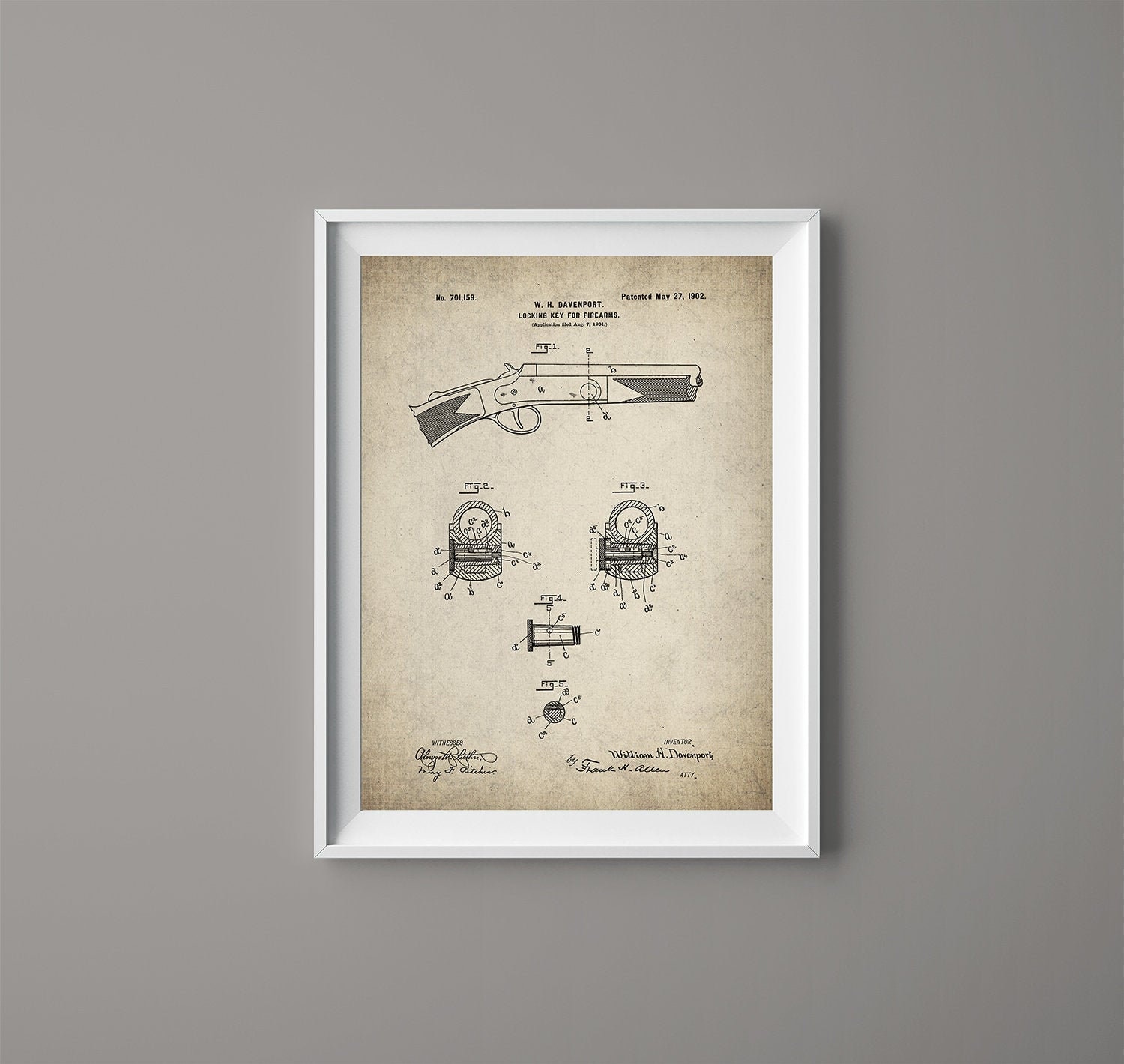 Shotgun Patent Print Poster - Gift for Hunter - Shot Gun Patent ...