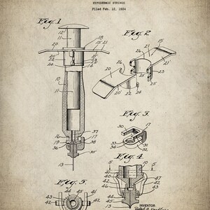 Vintage Hypodermic Syringe Patent Print - Doctor - Nurse - Medical ...