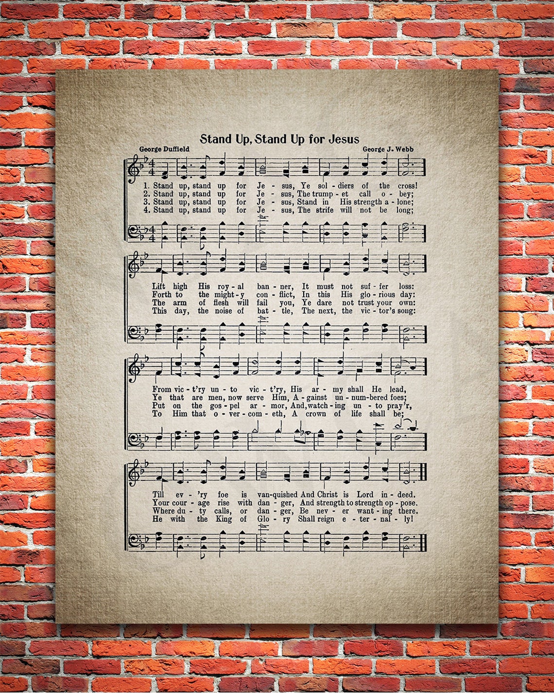 Stand Up, Stand up for Jesus Hymn Print - Wall Art - Sheet Music- Home ...