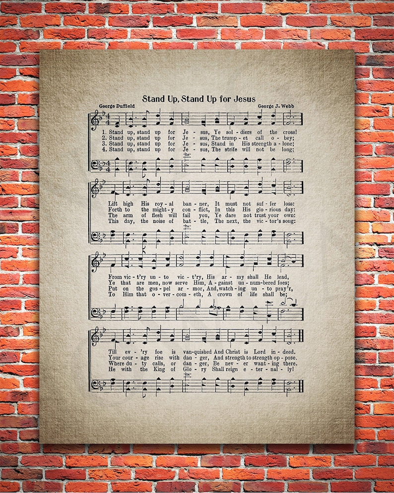 Stand Up, Stand up for Jesus Hymn Print - Wall Art - Sheet Music- Home ...