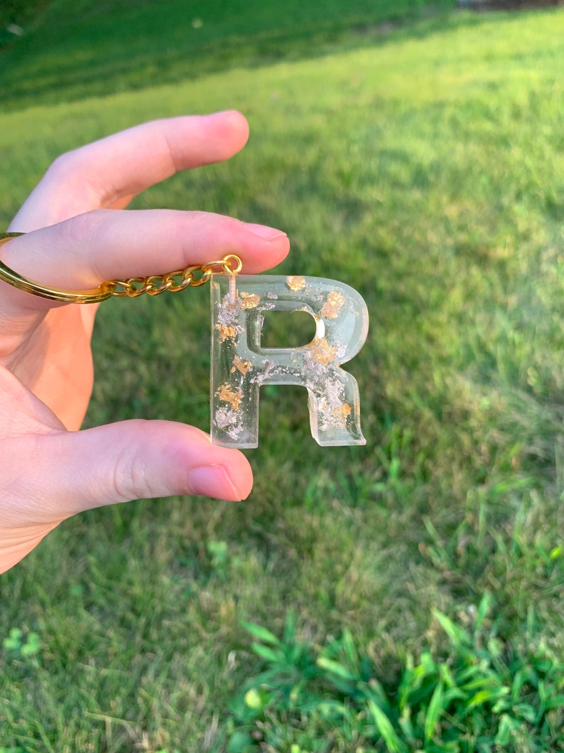 Epoxy Resin Initial Keychain Letter R - Etsy
