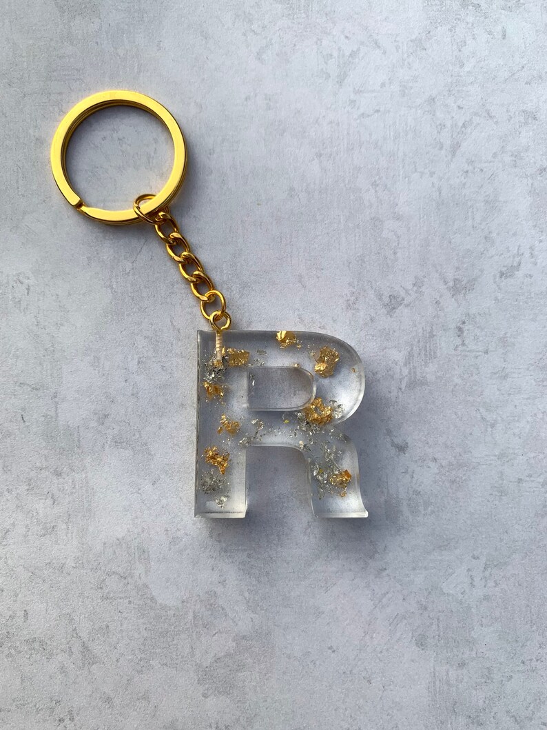 Epoxy Resin Initial Keychain Letter R - Etsy