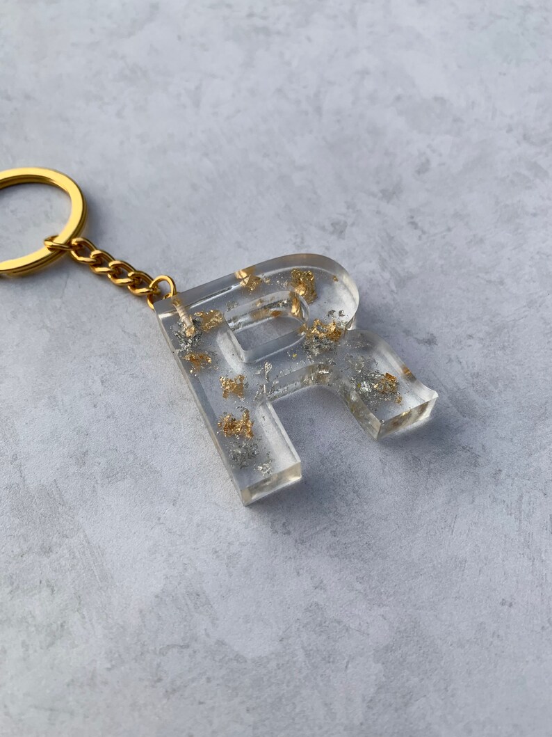 Epoxy Resin Initial Keychain Letter R - Etsy