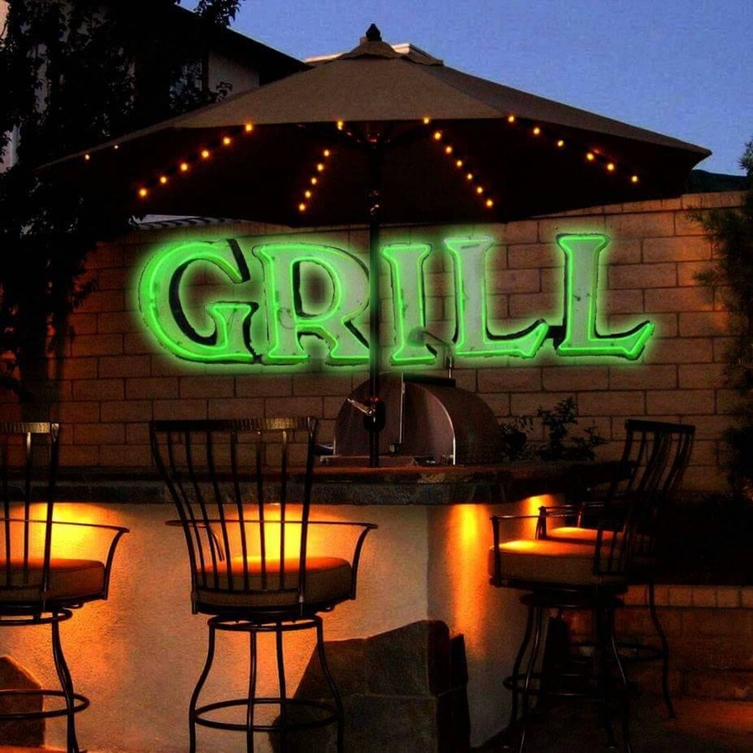 Huge Neon Green Lighted Sign Grill Free Shipping - Etsy