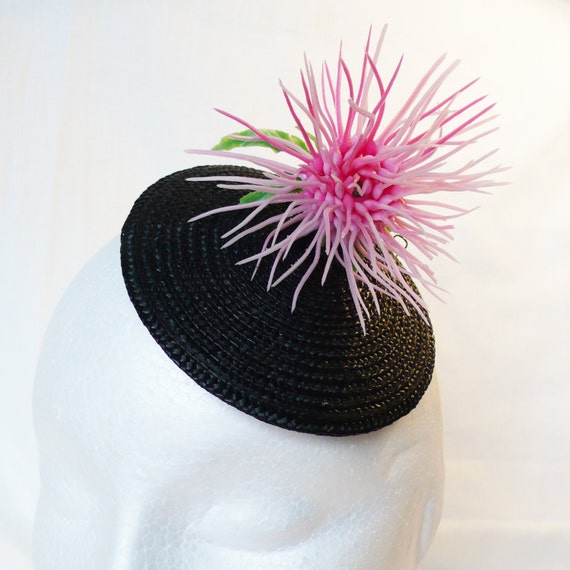 Pink fuschia fascinator burlesque hat wedding bridesmaid ascot | Etsy