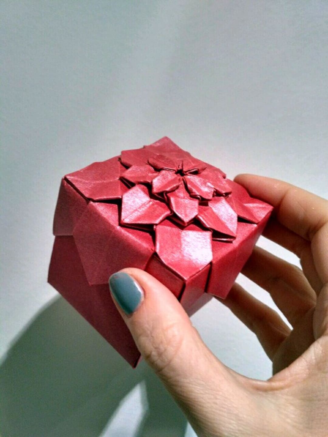 Origami Flower Box With a Lid (2 Square Pieces of Paper) - Etsy