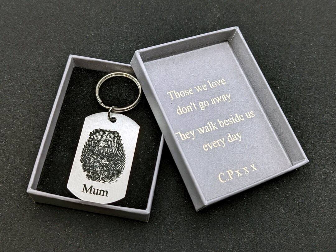 Personalised Fingerprint Keyring Laser Engraved Stainless Steel and ...