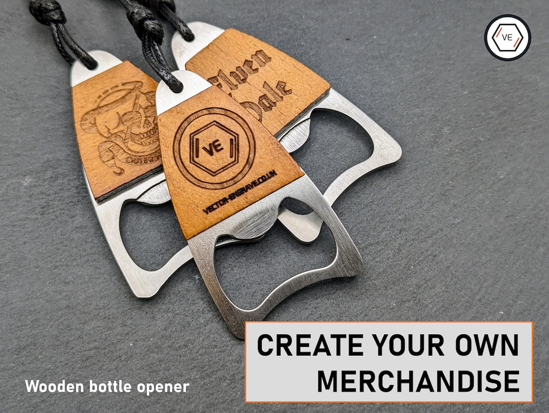 Laser Engraved Wooden Bottle Opener for Branding, Merchandise, Events ...