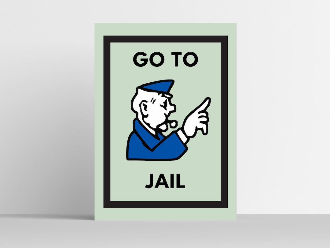Monopoly 'go to Jail' Iconic Character Poster Art for Game Rooms ...