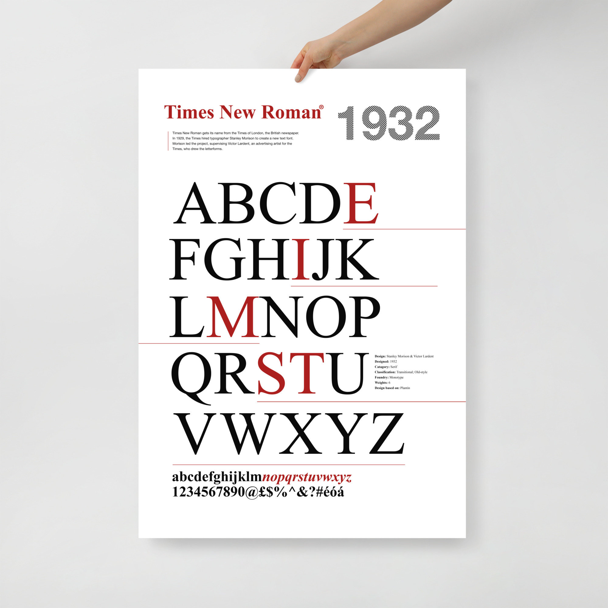 Times New Roman Typography Poster - Modern Minimalist Wall Art Print ...