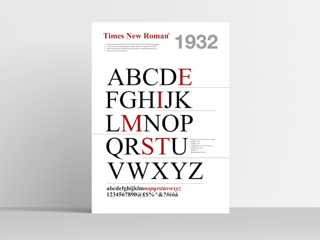 Times New Roman Typography Poster - Modern Minimalist Wall Art Print ...