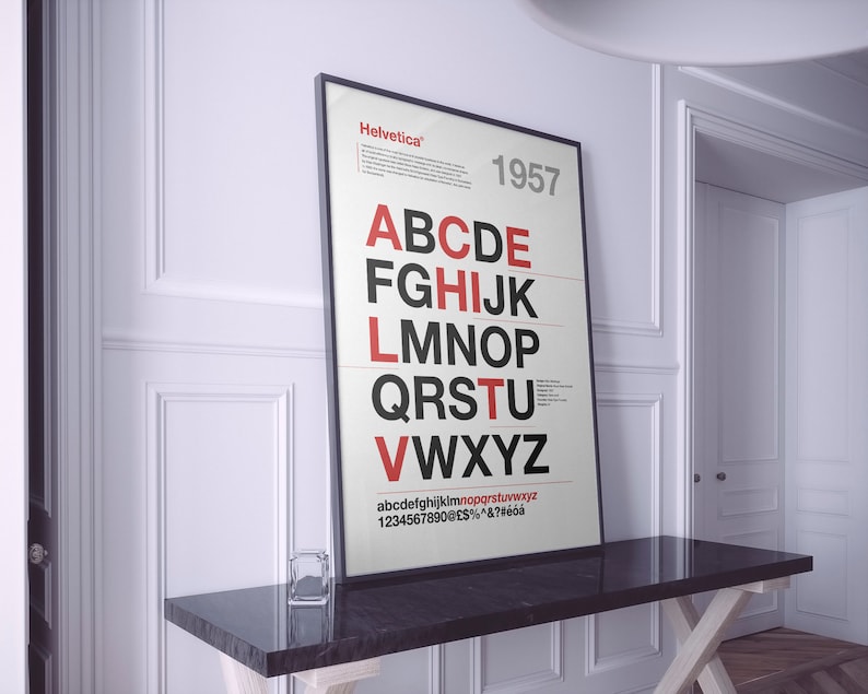 Helvetica Typography Poster - Modern Minimalist Wall Art Print for a ...