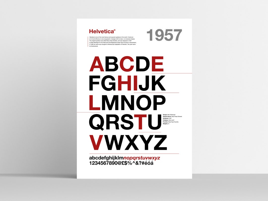 Helvetica Typography Poster - Modern Minimalist Wall Art Print for a ...
