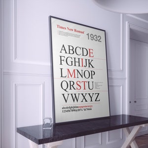 Times New Roman Typography Poster - Modern Minimalist Wall Art Print ...