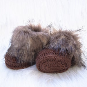 Brown Baby Booties, Fur Baby Booties, Crochet Baby Booties, Baby Ugg ...