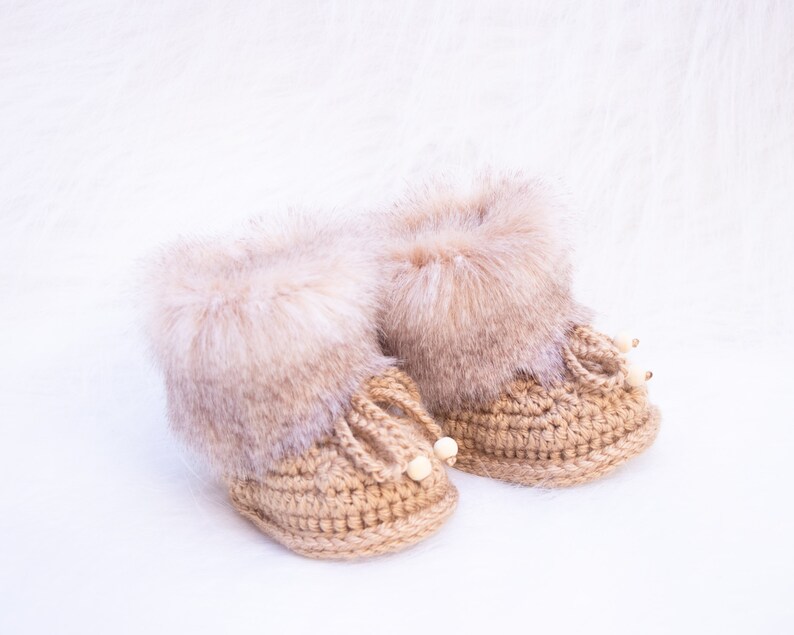 Gender Neutral Baby Shoes Crochet Fur Booties Newborn Shoes - Etsy