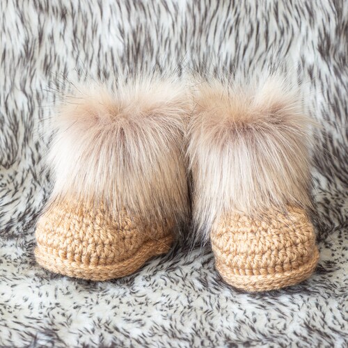 Fur Winter Booties Neutral Fur Booties Baby Booties Gold | Etsy