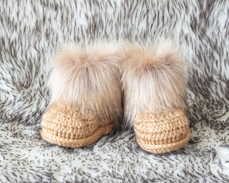 Fur Winter Booties Neutral Fur Booties Baby Booties Gold - Etsy