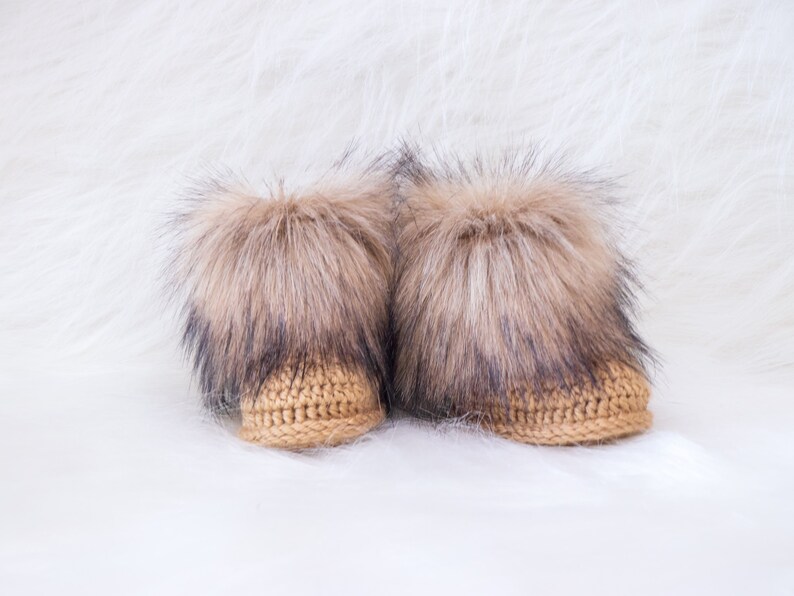 Fur Winter Booties Neutral Fur booties Baby booties Gold | Etsy