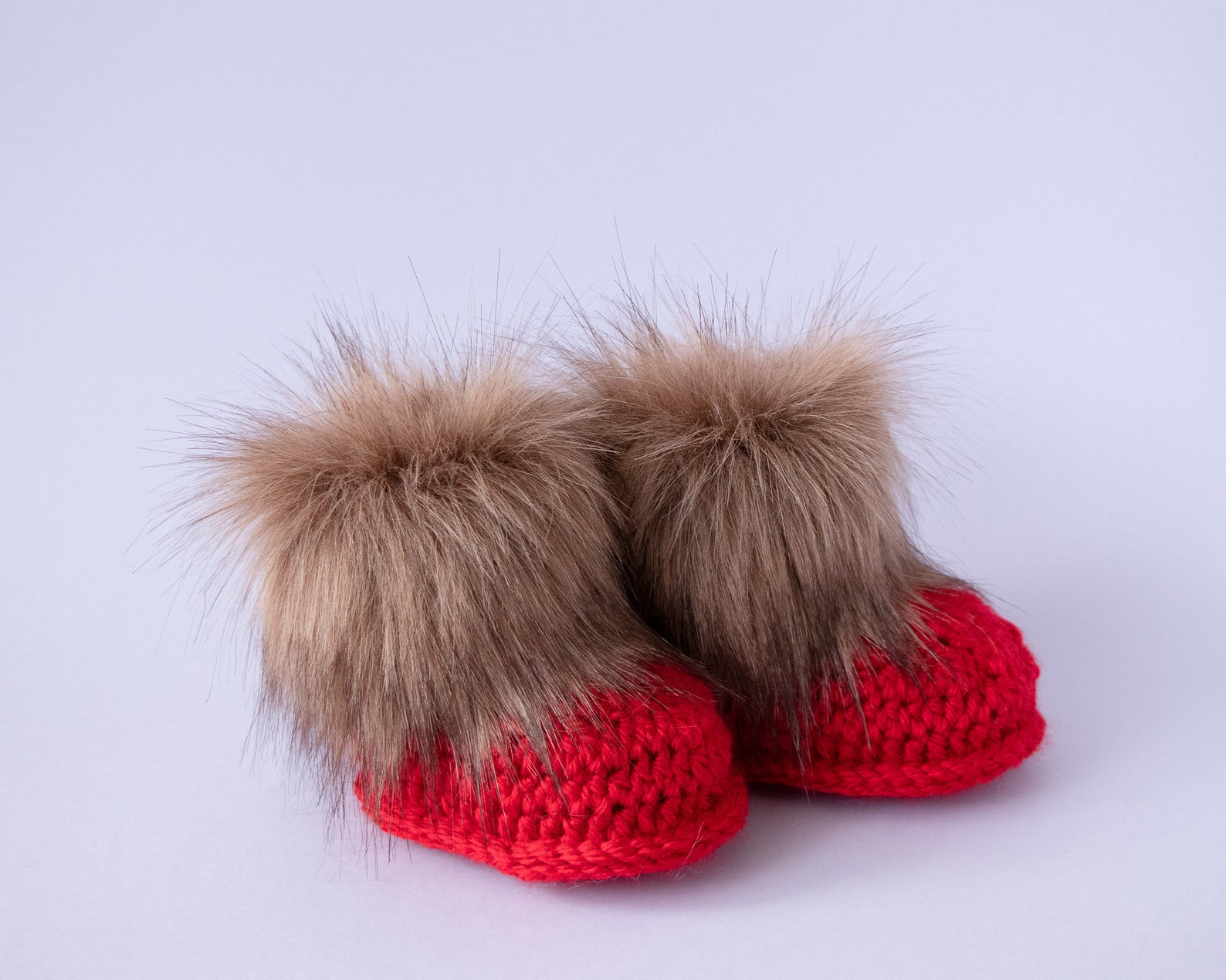 Red Baby Booties Faux Fur Booties Red Baby Shoes Crochet - Etsy