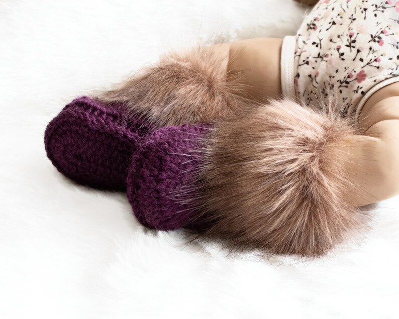 Grape Purple Baby Booties Fur Booties Baby Girl Booties - Etsy