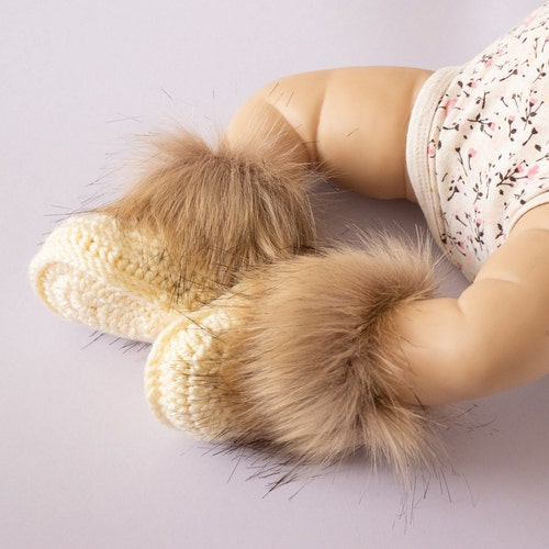 Gray Booties Baby Winter Boots Faux Fur Baby Booties - Etsy