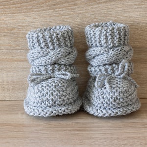 Gray Baby Booties, Unisex Baby Booties, Knitted Booties, Baby Boy ...