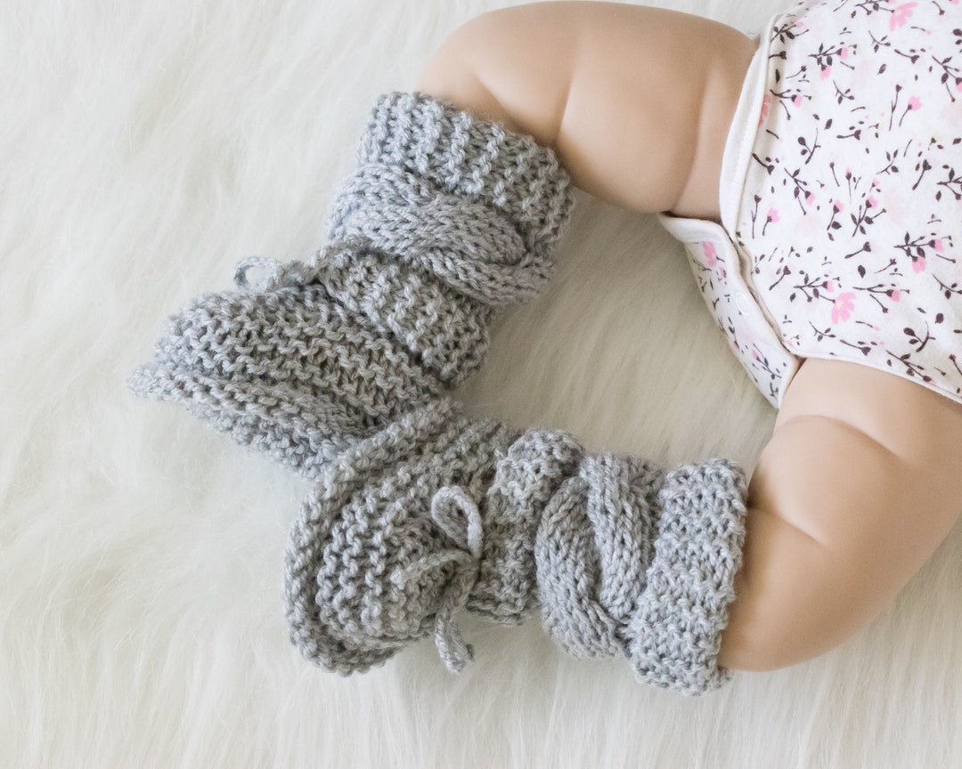 Gray Baby Booties, Unisex Baby Booties, Knitted Booties, Baby Boy ...